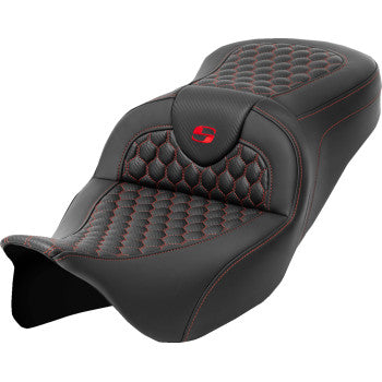 SADDLEMEN RoadSofa™ Seat - Honeycomb - Red Stitch - without Backrest ...